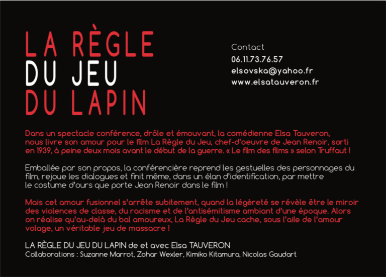 La Règle du Jeu du Lapin Verso | Elsa TAUVERON-WEXLER La Règle du Jeu du Lapin Verso | Elsa TAUVERON-WEXLER
